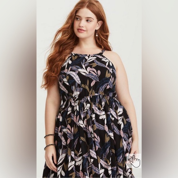 torrid | Dresses | Torrid Midi Challis Palm Leaf Dress | Poshmark